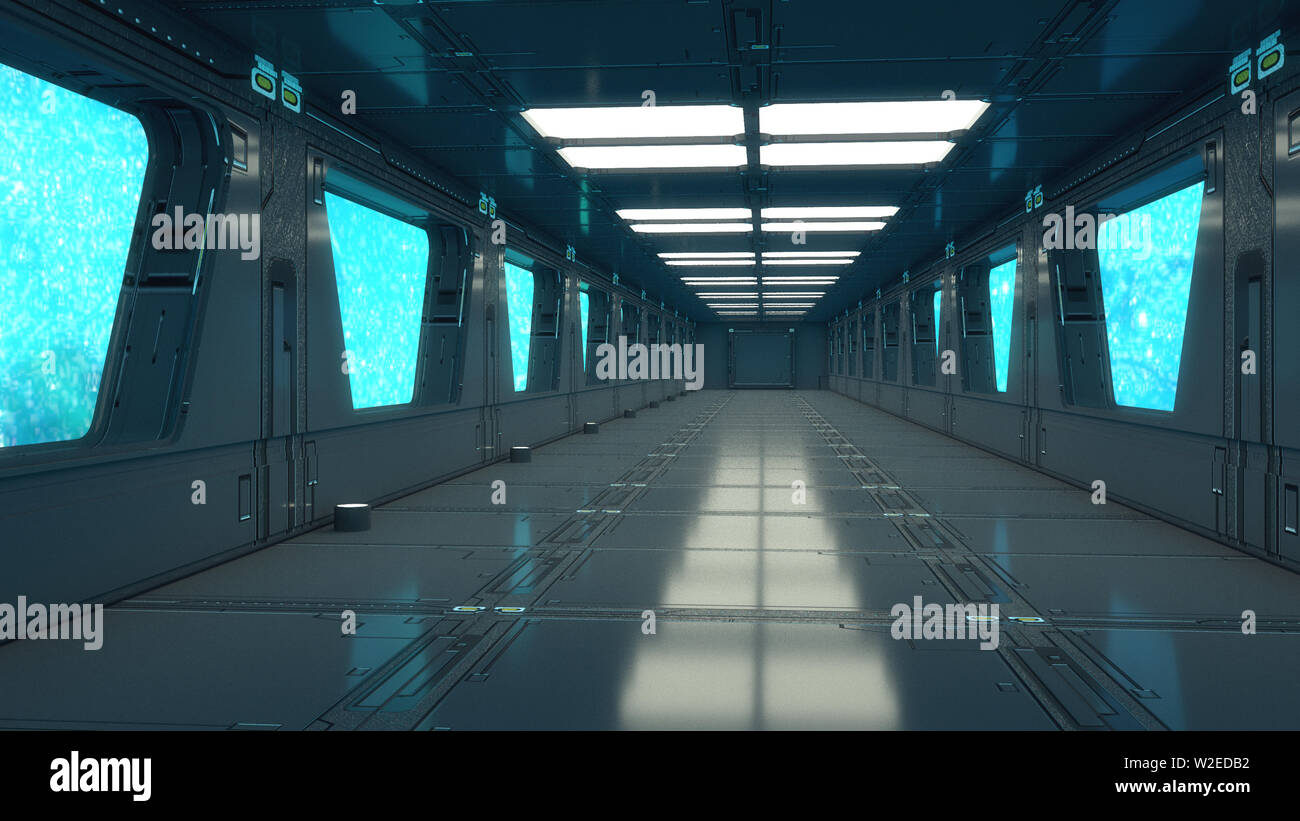 3d render. Futuristic room interior concept Stock Photo - Alamy