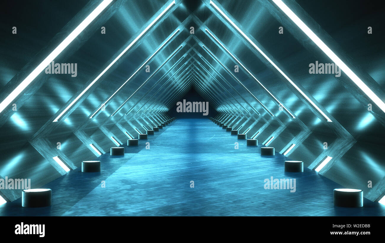 3d render. Futuristic room interior concept Stock Photo - Alamy
