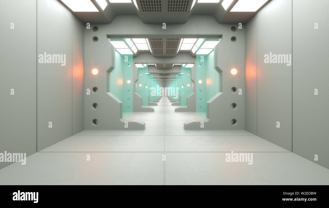 3d render. Futuristic room interior concept Stock Photo - Alamy
