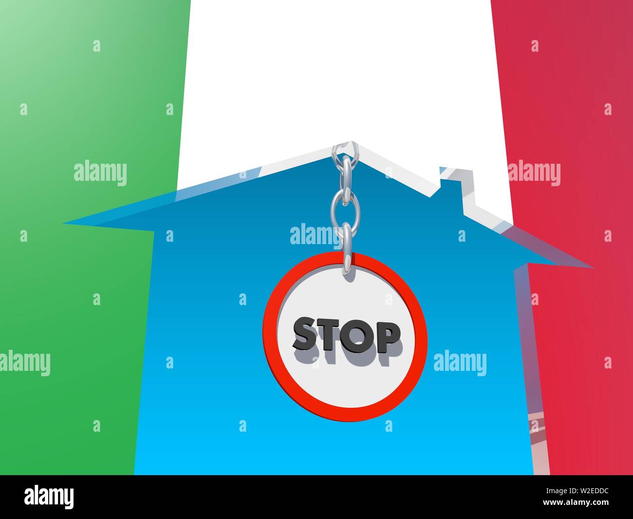road stop sign in home icon textured by italy flag Stock Photo - Alamy