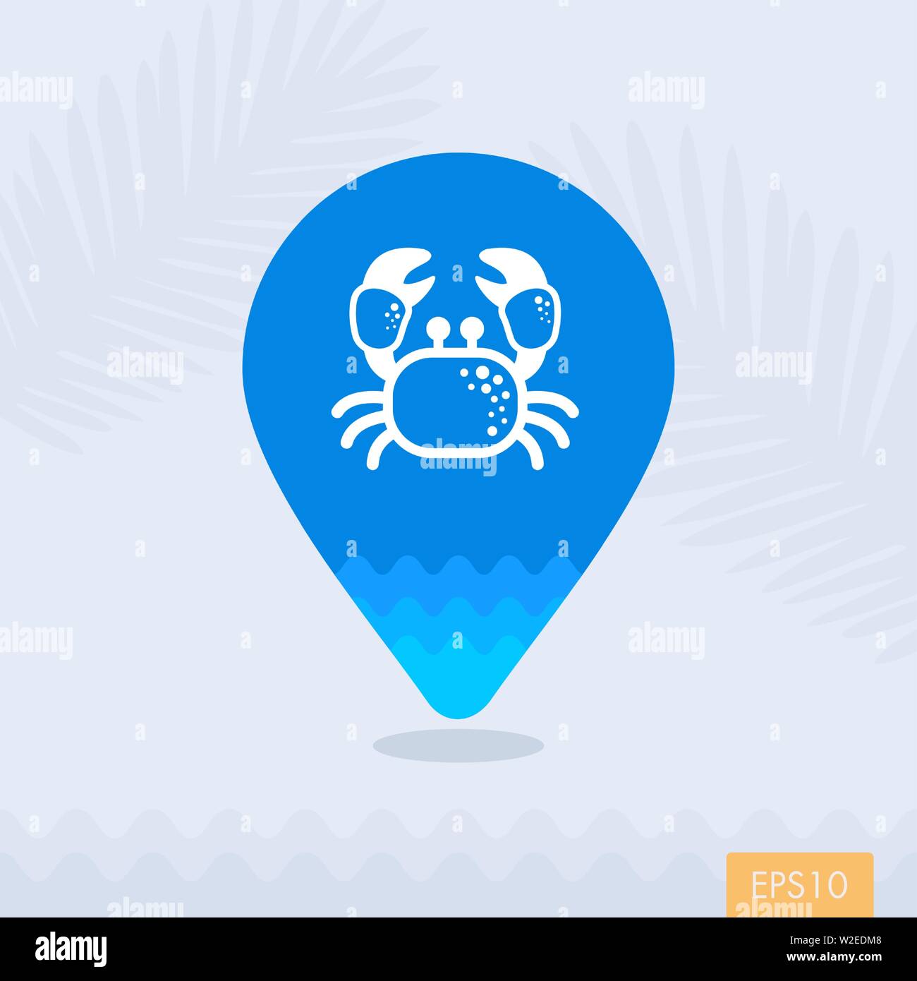 Crab vector pin map icon. Beach Map pointer. Summer Map markers ...