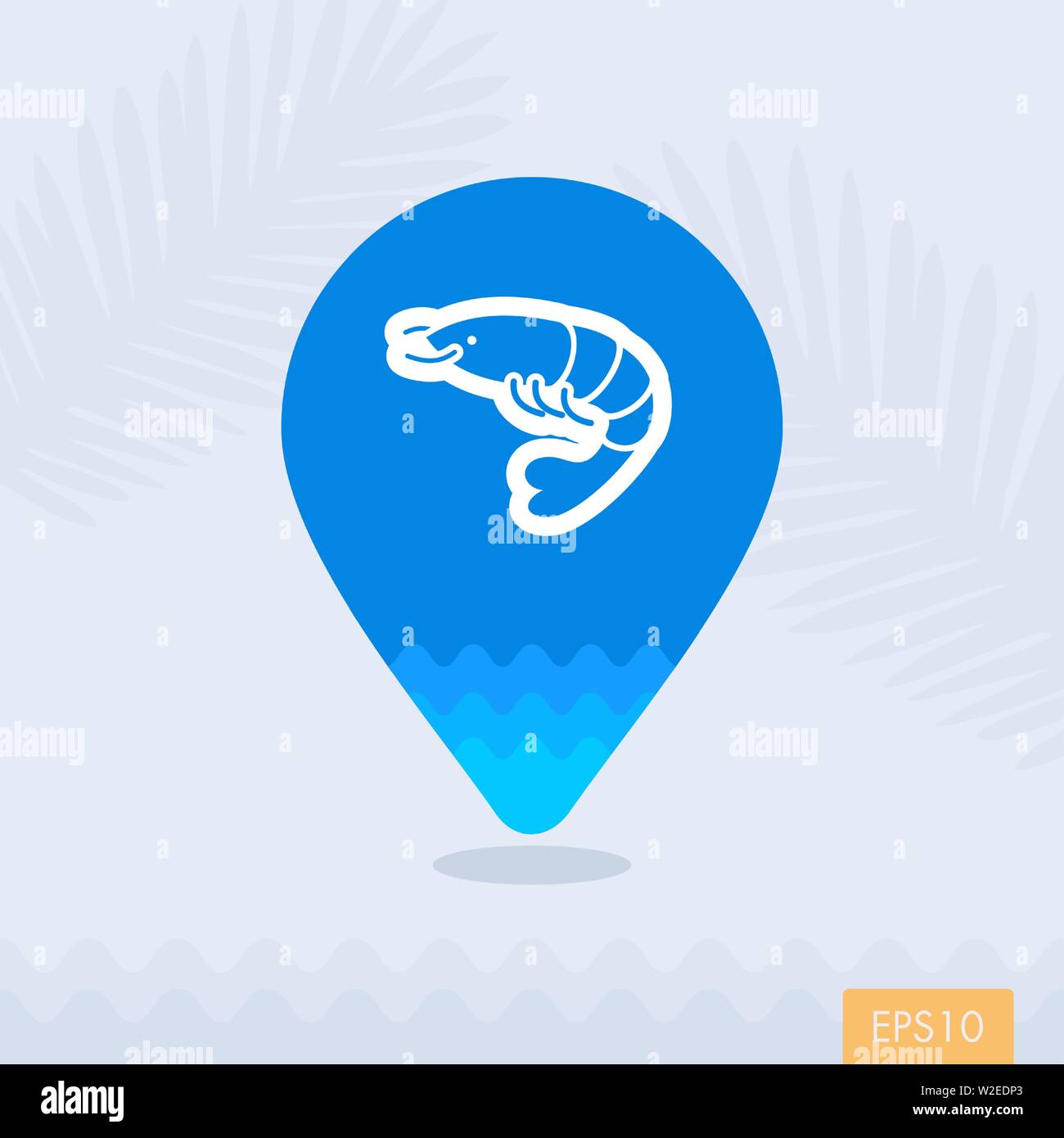 Shrimp pin map icon. Prawn vector. Beach Map pointer. Summer Map ...