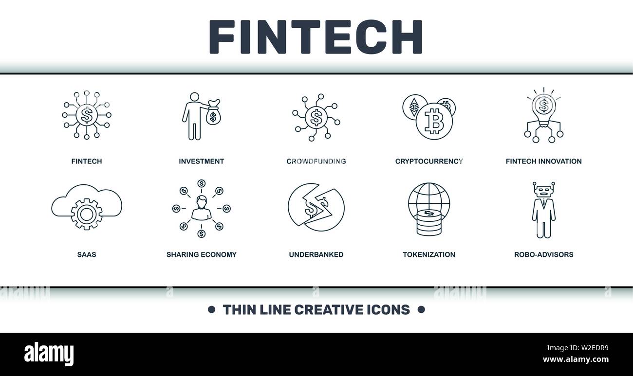 Fintech set icons collection. Includes simple elements such as Fintech ...