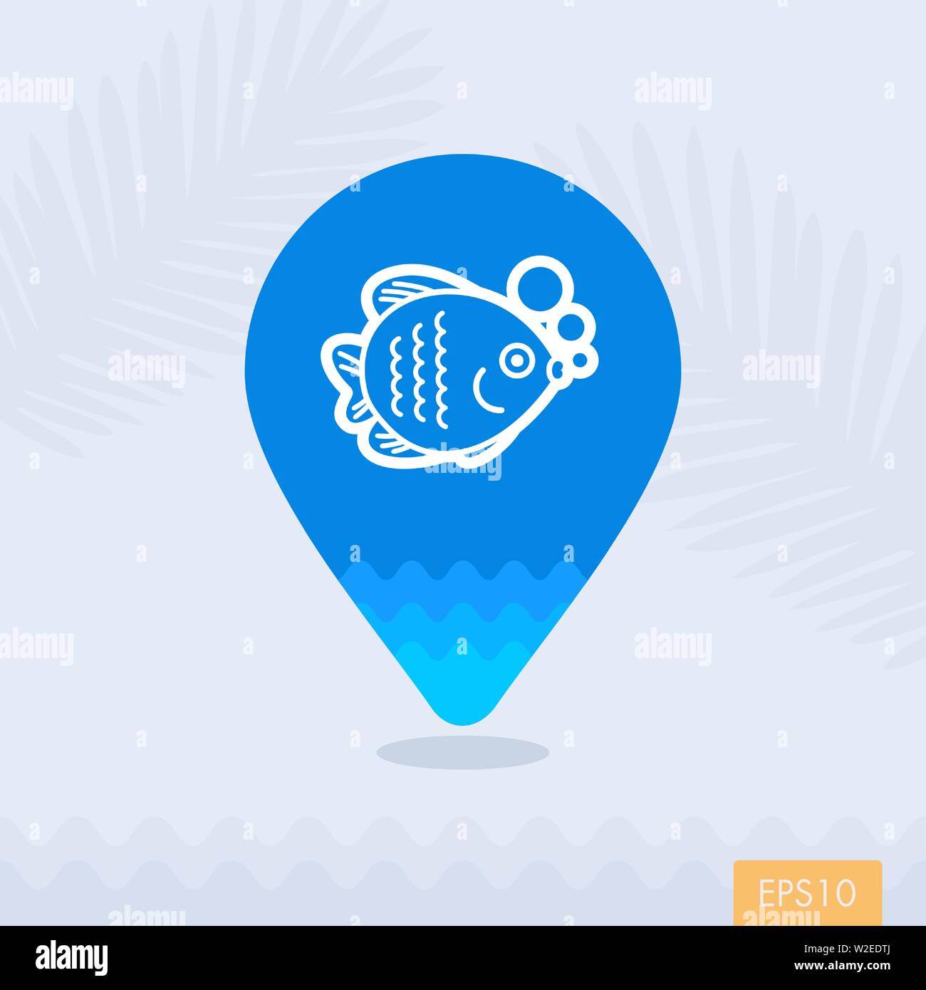 Fish vector pin map icon. Beach Map pointer. Summer Map markers ...
