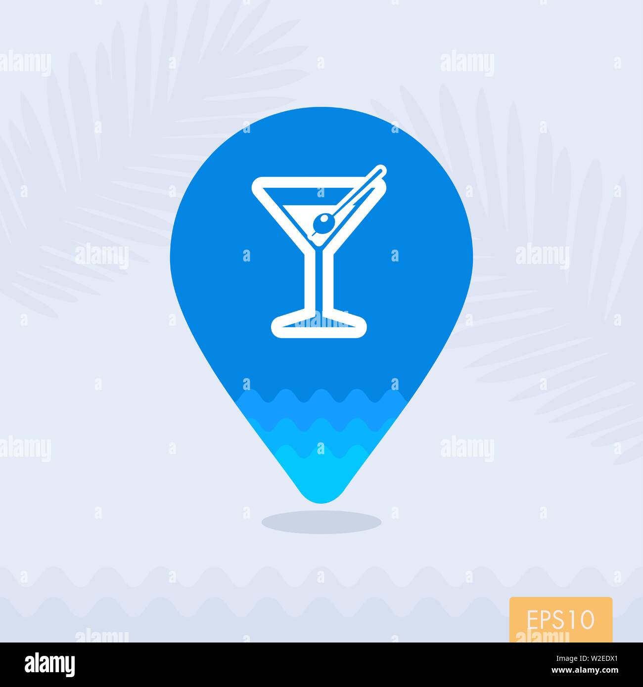 Martini. Cocktail vector pin map icon. Beach Map pointer. Summer Map ...