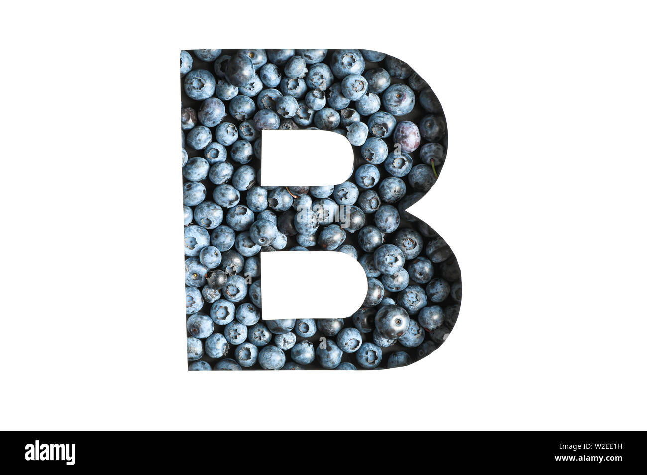 Letter B against blueberries backdrop isolated on white background ...