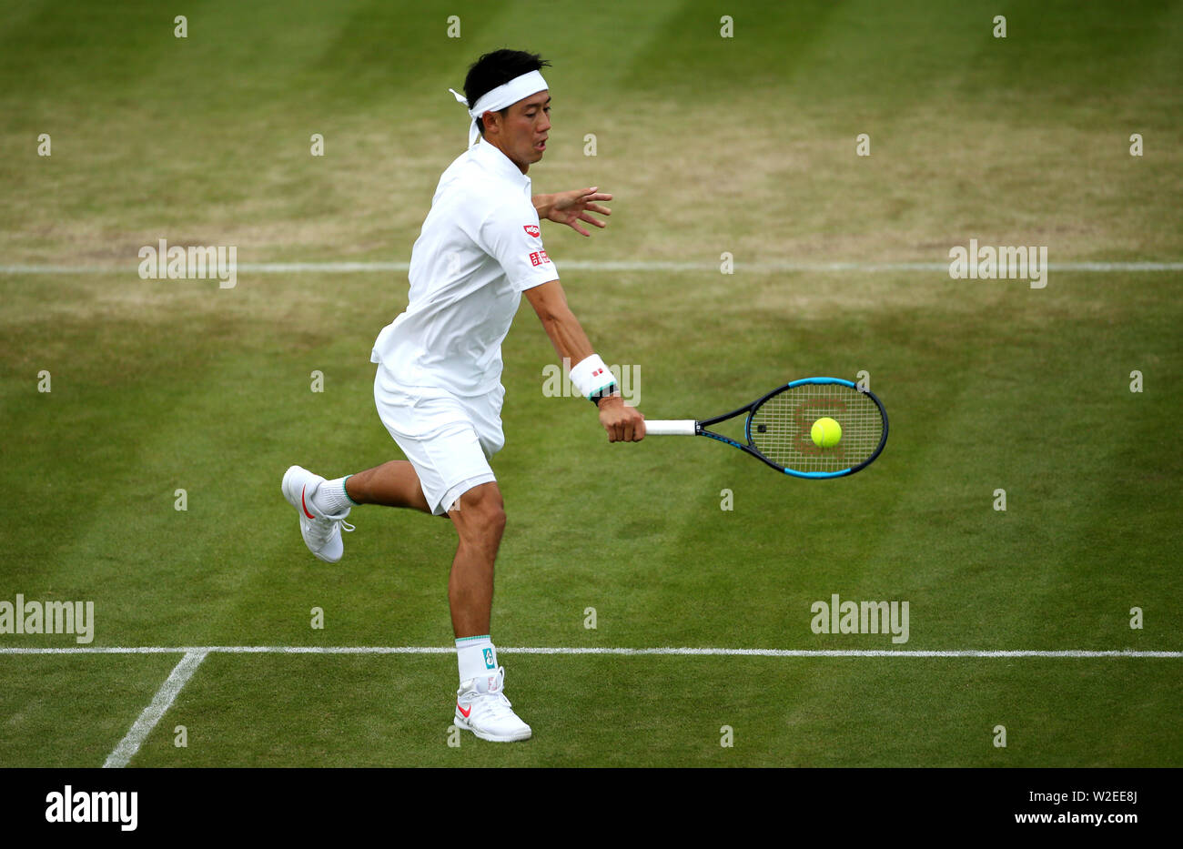 Kei Nishikori during his round of 16 match against Mikhail Kukushkin on ...