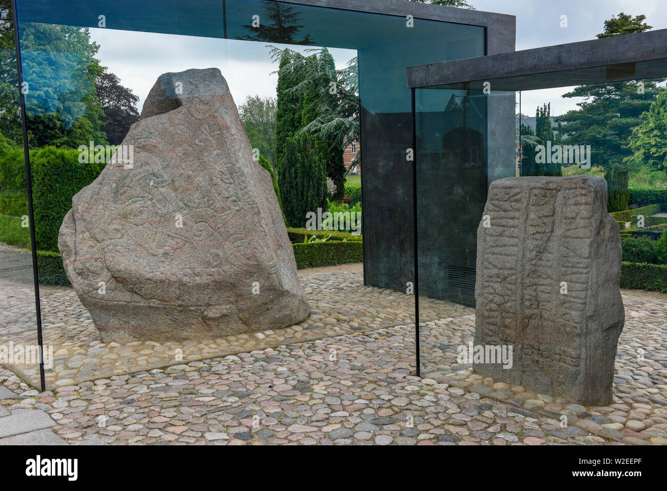 Stone petroglyph of the Viking archaeological site at Jelling in ...