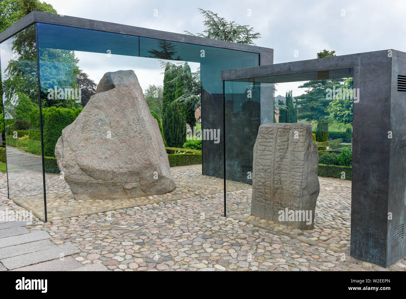 Stone petroglyph of the Viking archaeological site at Jelling in ...