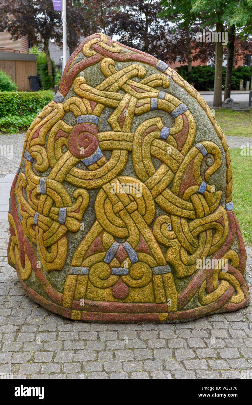 Stone petroglyph of the Viking archaeological site at Jelling in ...