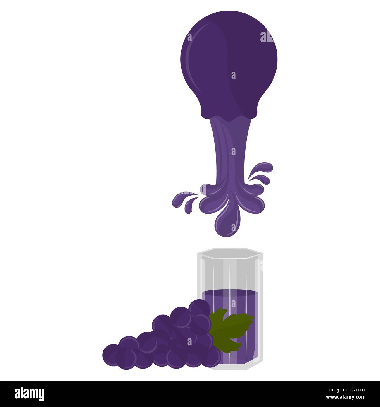 Grapes juice glass and a grape dripping juice - Vector Stock Vector ...