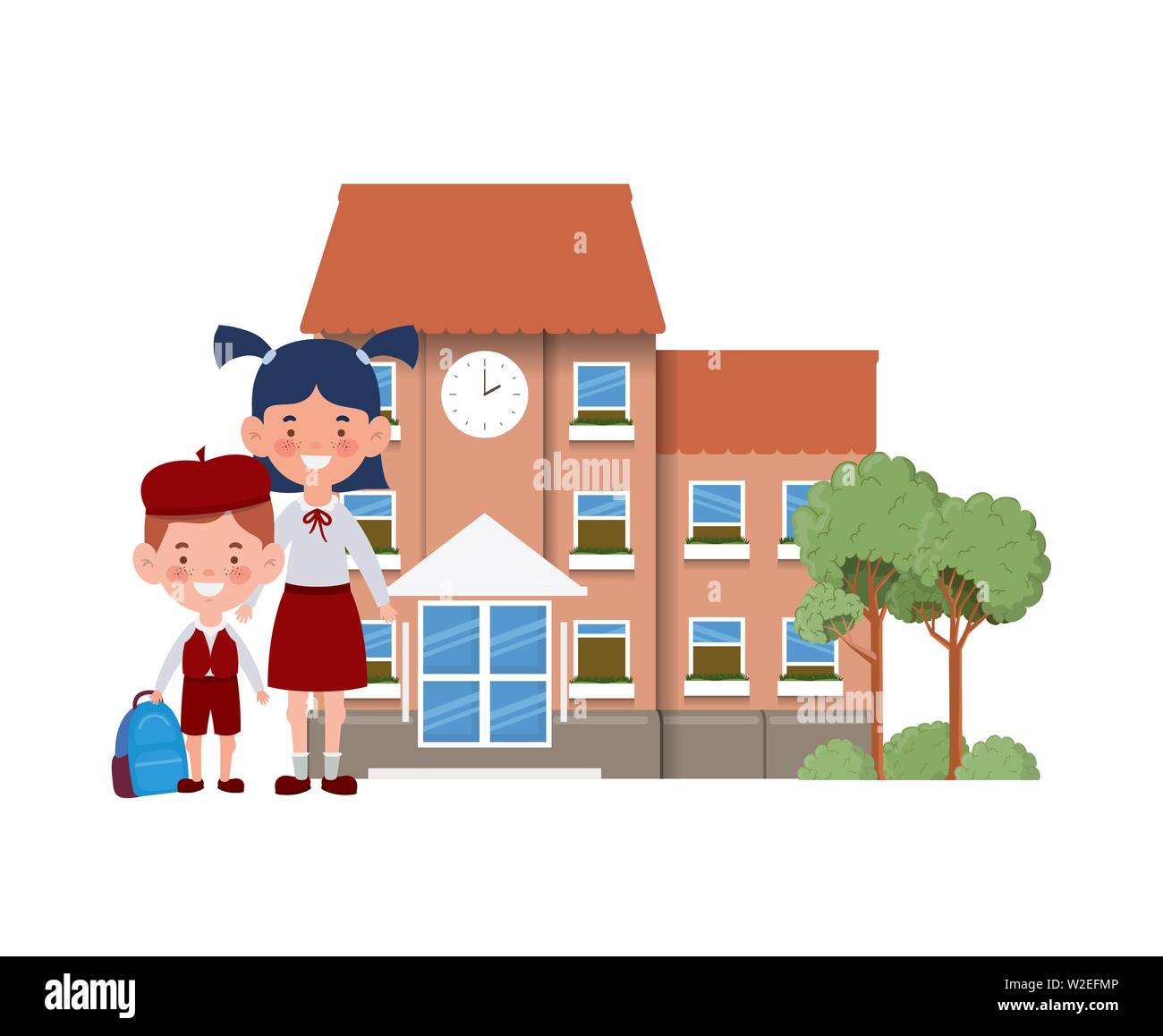 school building of primary with students Stock Vector Image & Art - Alamy
