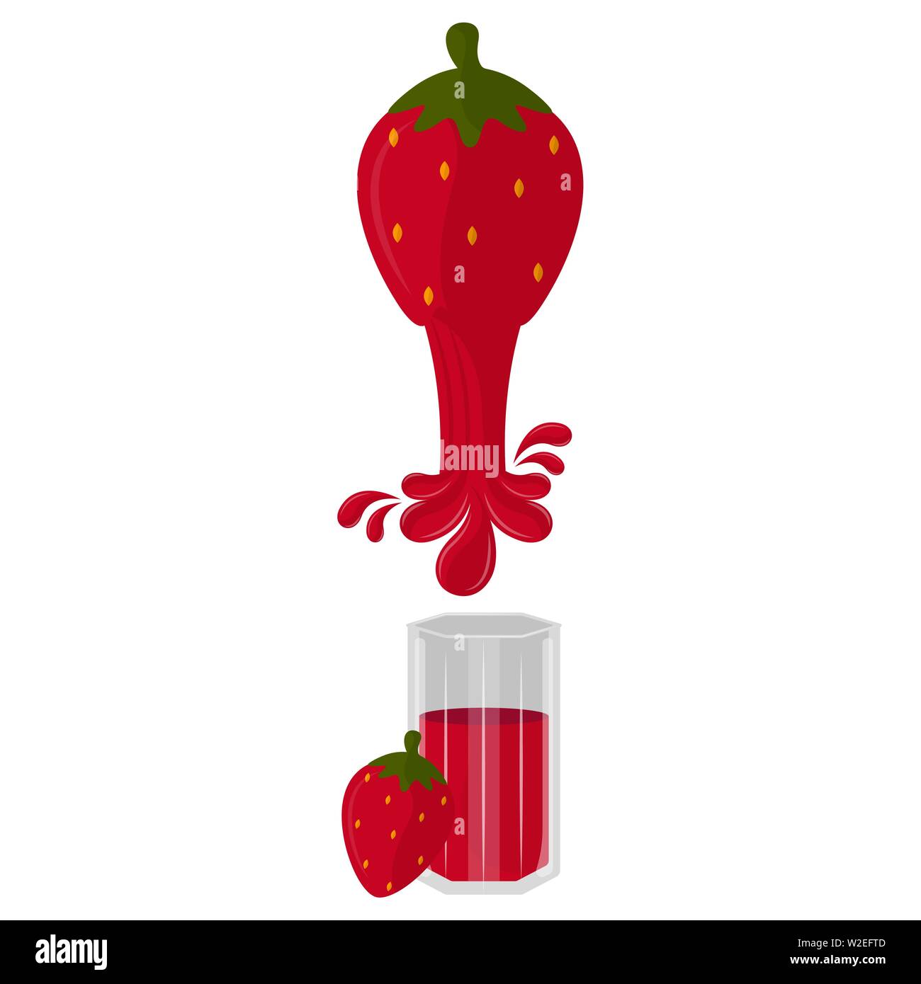 Strawberry juice glass and a strawberry dripping juice - Vector Stock ...