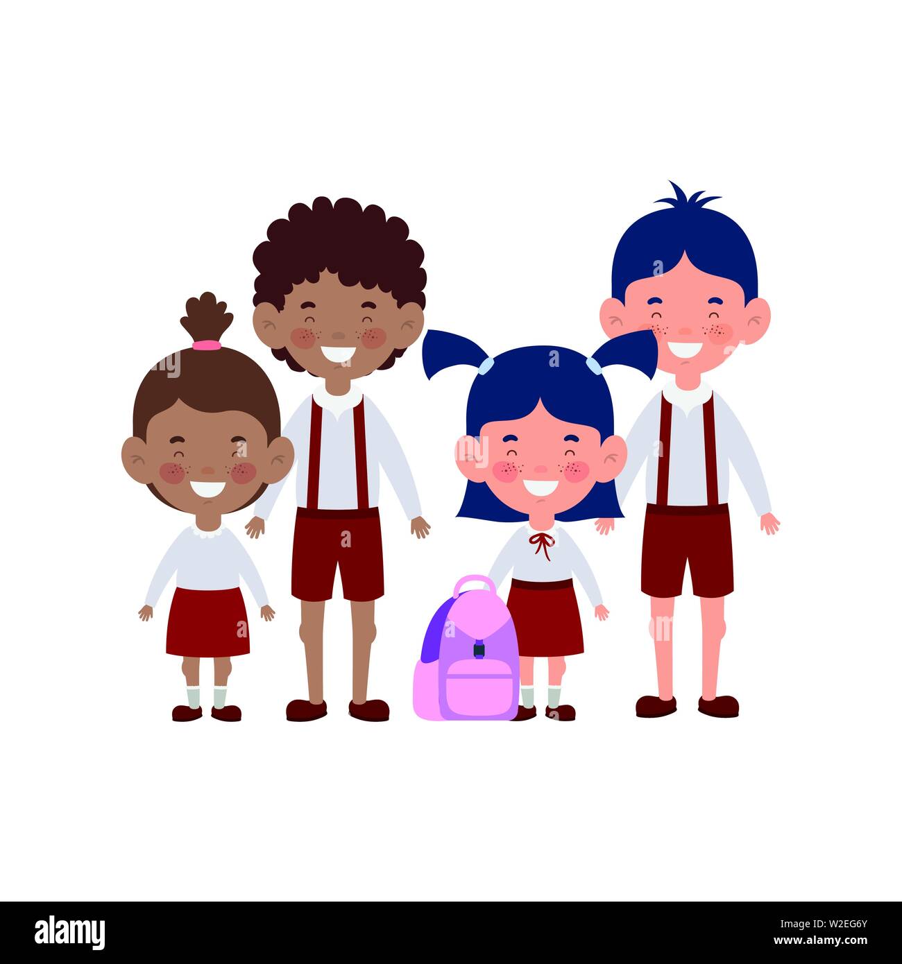 group of students standing smiling on white background Stock Vector ...