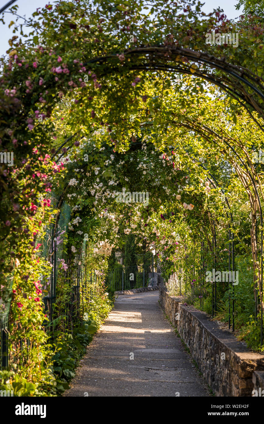 Rose archway in the The Rosary Garden, just below the Fourviere ...