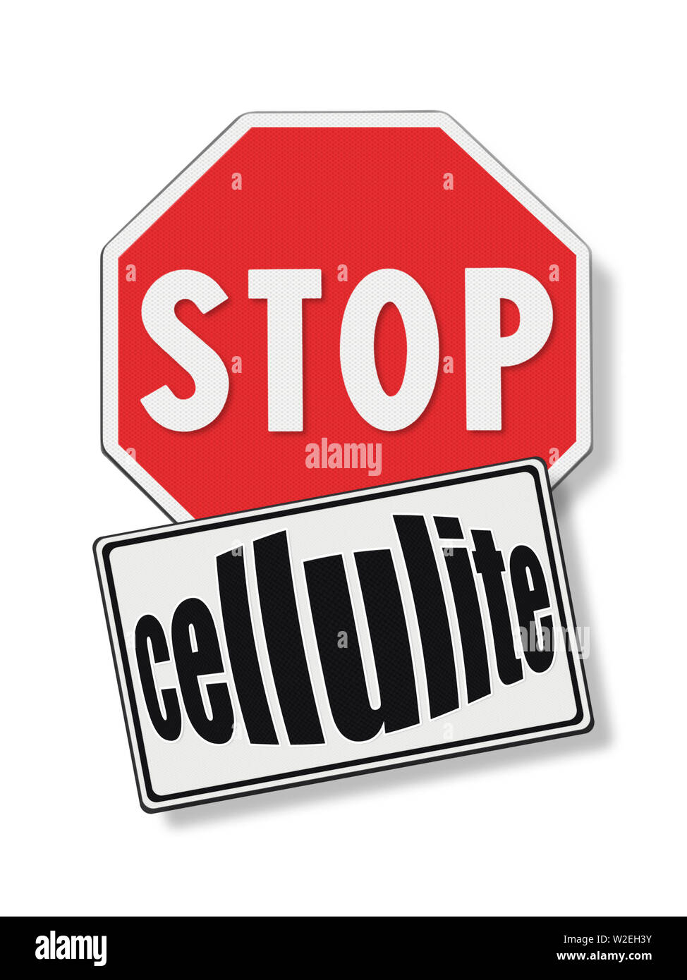 Stop cellulite - concept image with road sign on white background Stock ...