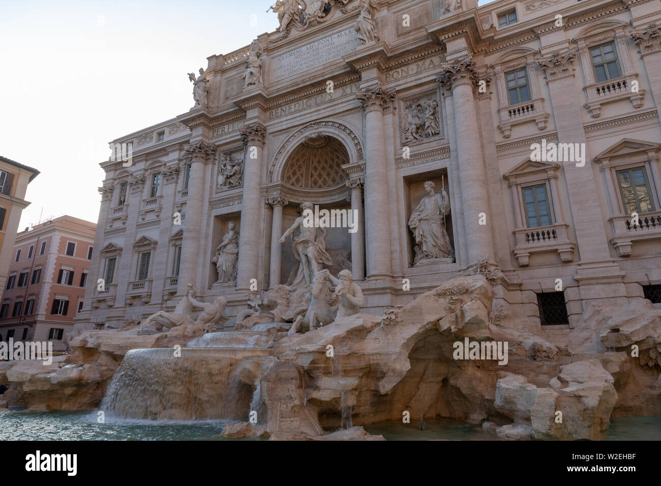 Panoramic view of Trevi Fountain in the Trevi district in Rome, Italy ...