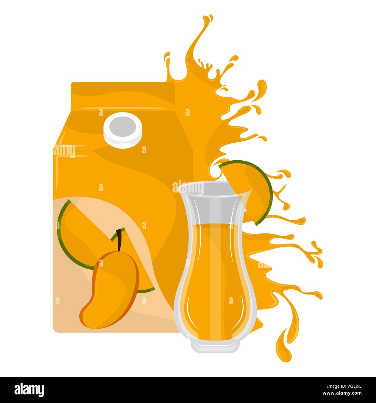 Box and jar of mango juice with splash - Vector Stock Vector Image ...