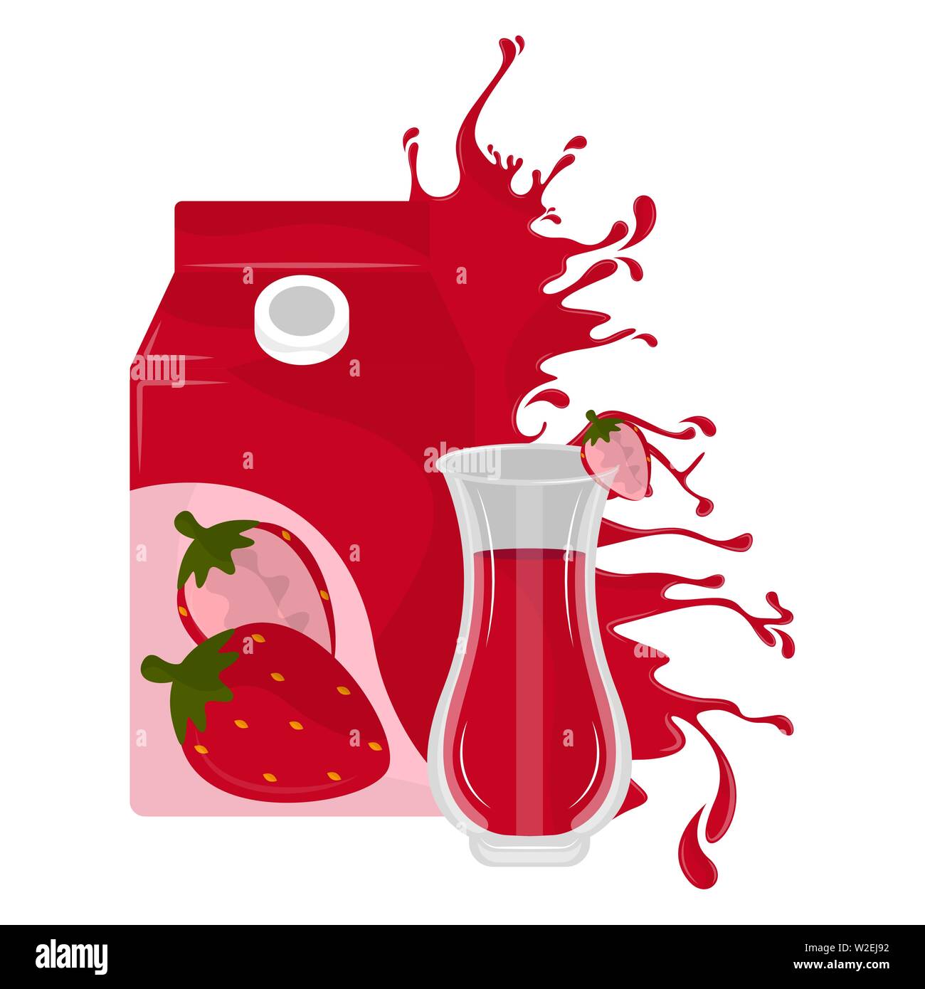 Box and jar of strawberry juice with splash - Vector Stock Vector Image ...