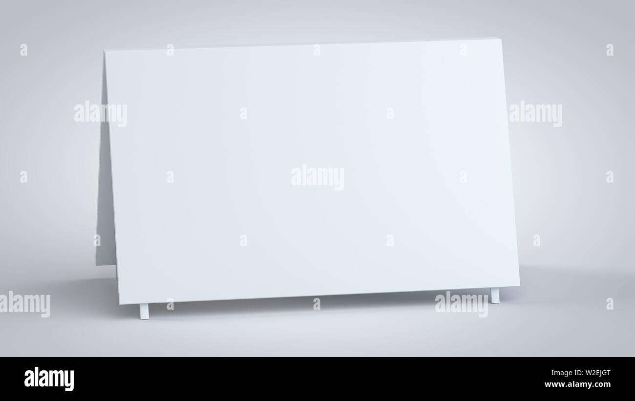 Clear horizontal street A-Frame signage board 3D rendered mock-up, with ...