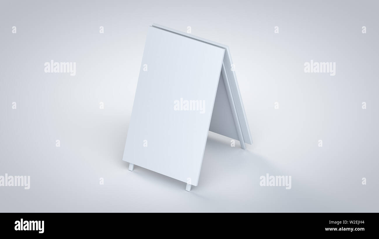 Clear vertical street A-Frame signage board 3D rendered mock-up, with ...
