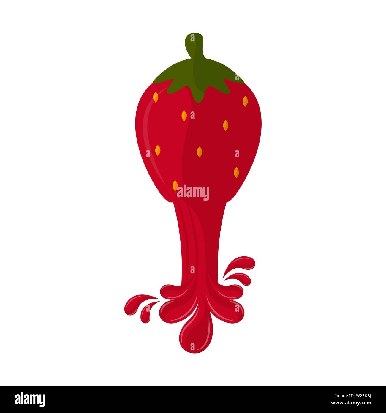Isolated strawberry dripping juice on a white background - Vector Stock ...