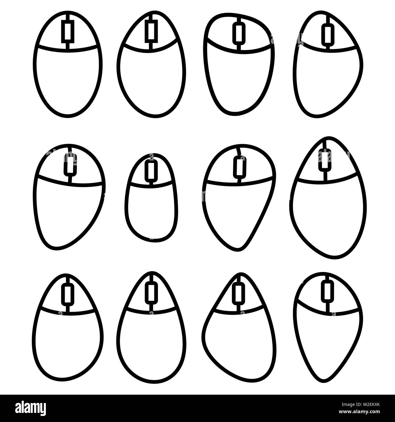 Different Computer Mouse Symbol Isolated on White Background. Simple ...