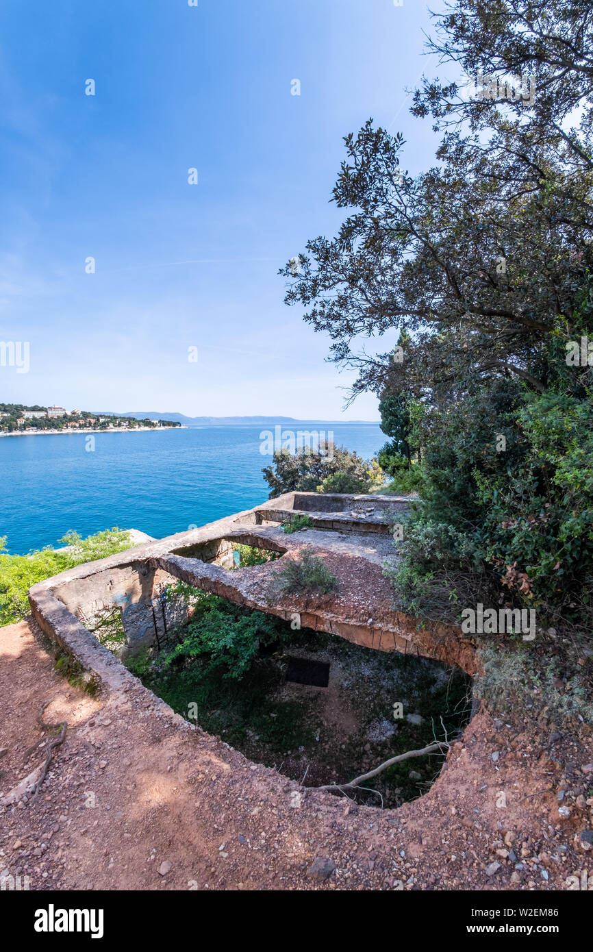 Abandoned ruined lost place port with funicular to bauxite mine in town ...
