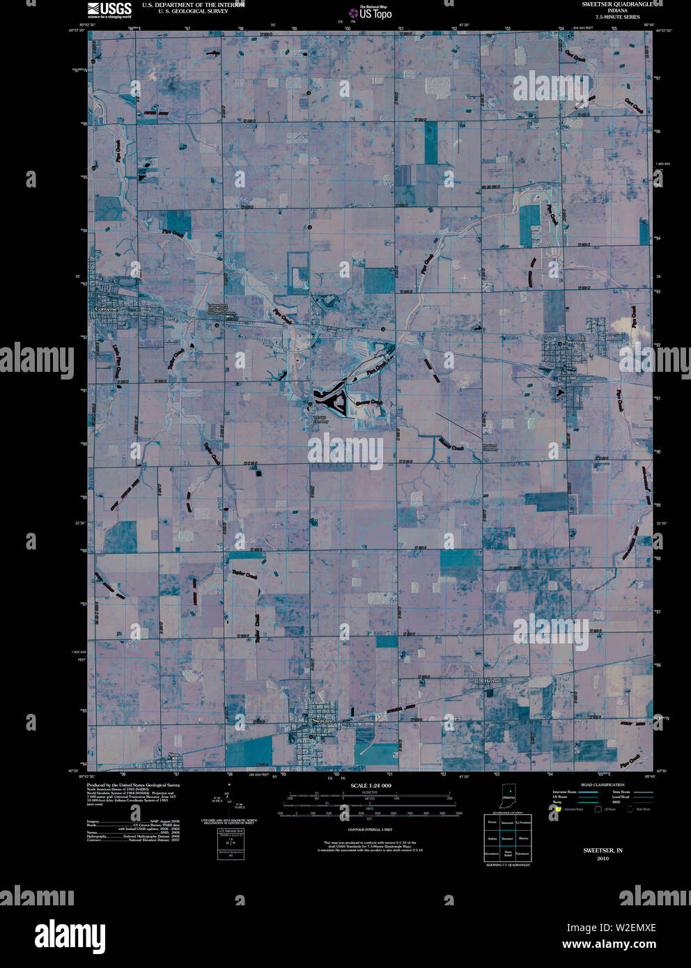 USGS TOPO Map Indiana IN Sweetser 20100525 TM Inverted Restoration ...