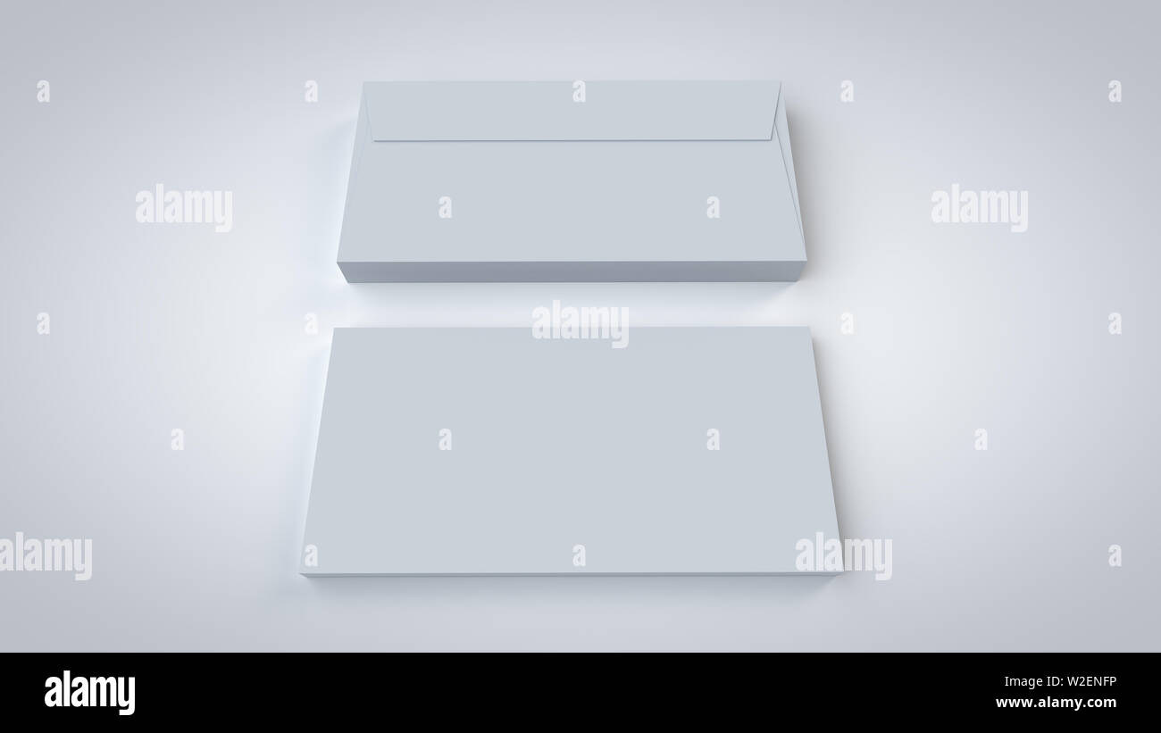3D rendering DL envelope mockup, for branding identity on white ...
