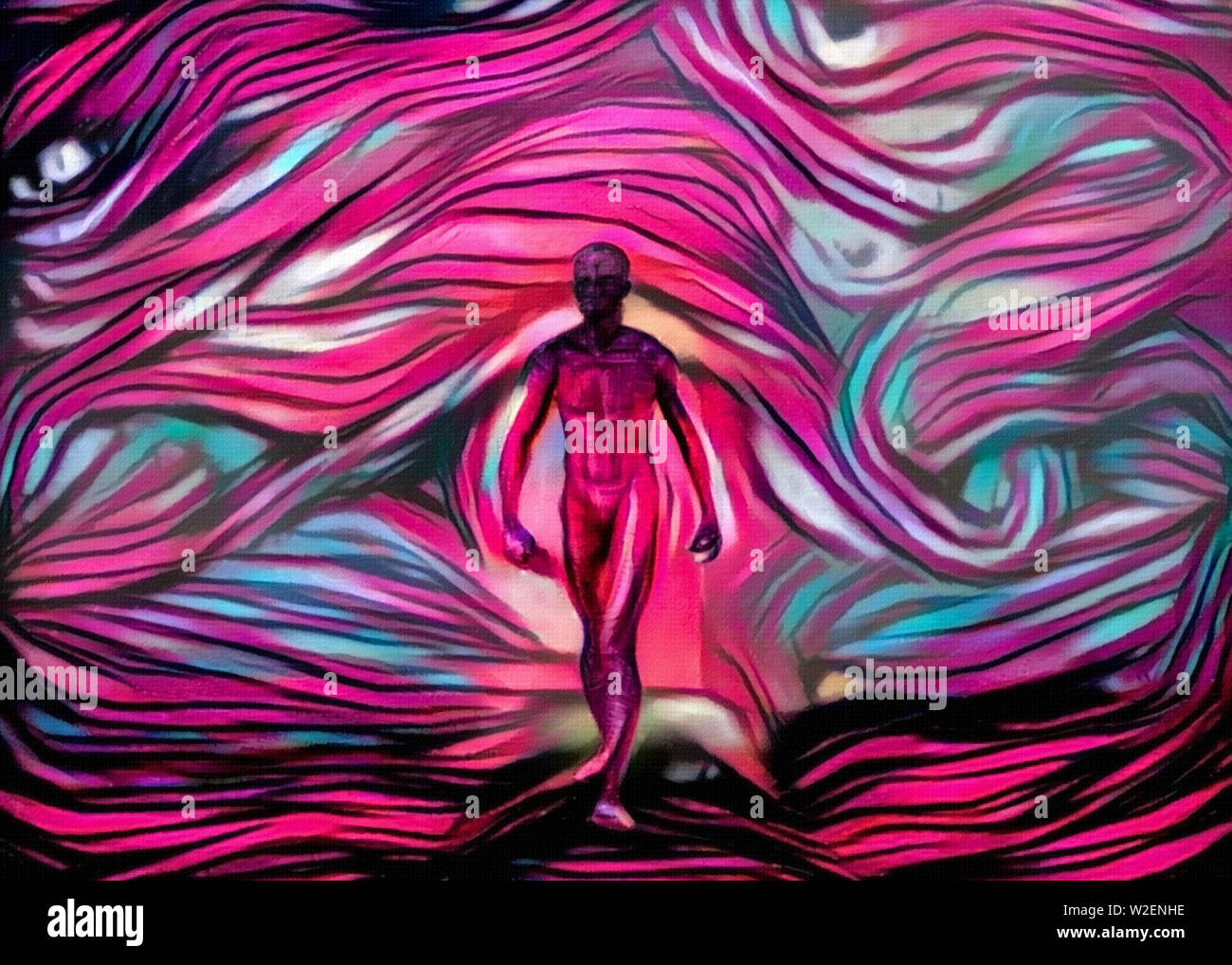 Human figure emerges from the colorful space Stock Photo - Alamy