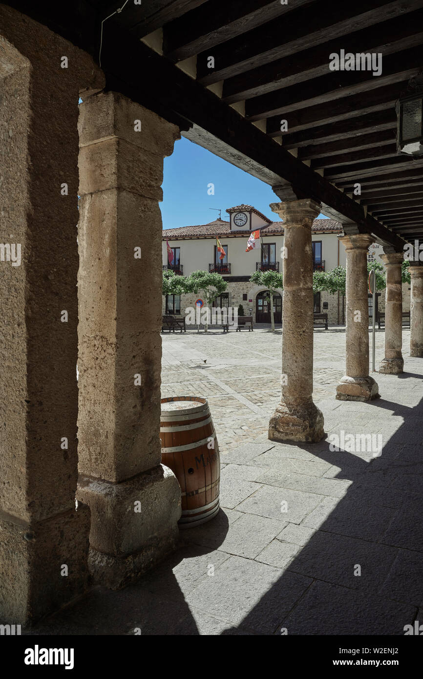 View of the Town Hall from the arcades of the Hotel Nuevo Arlanza in ...