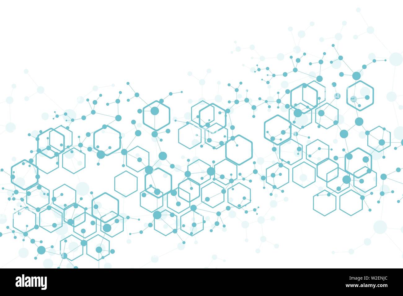 Science network pattern, connecting lines and dots. Technology hexagons ...