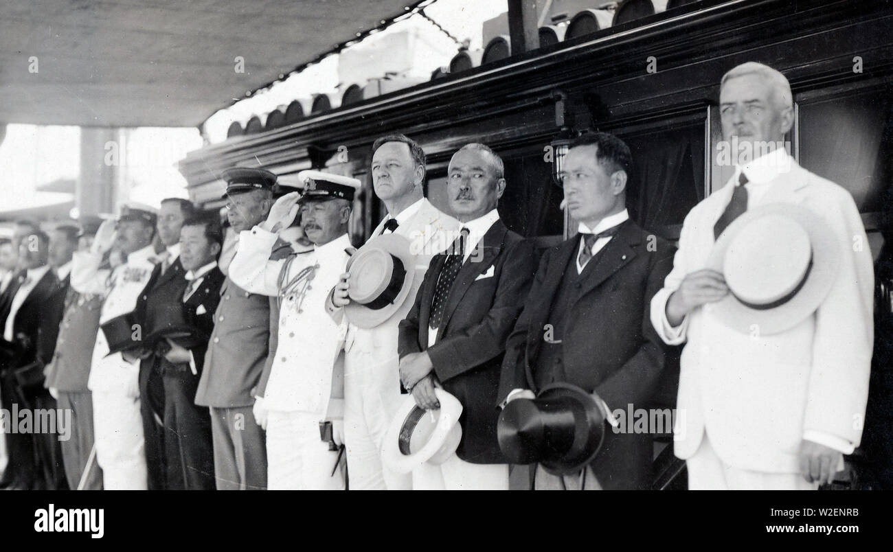 Japanese Mission visits Mount Vernon, VA - Aboard USS mayflower - (left ...