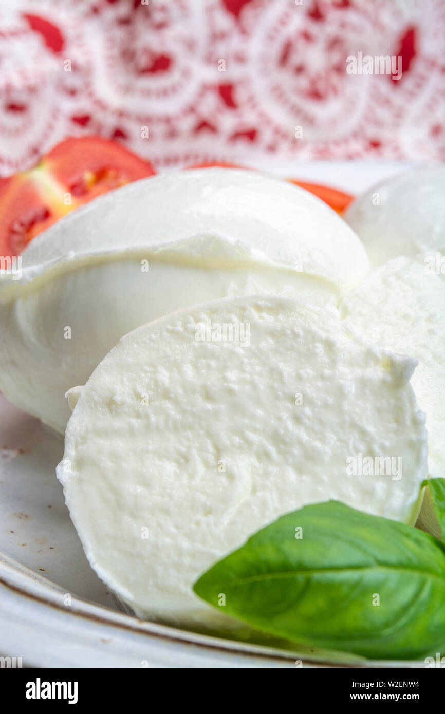 Italian soft cheese mozzarella, white cheese made from cow or buffalo ...