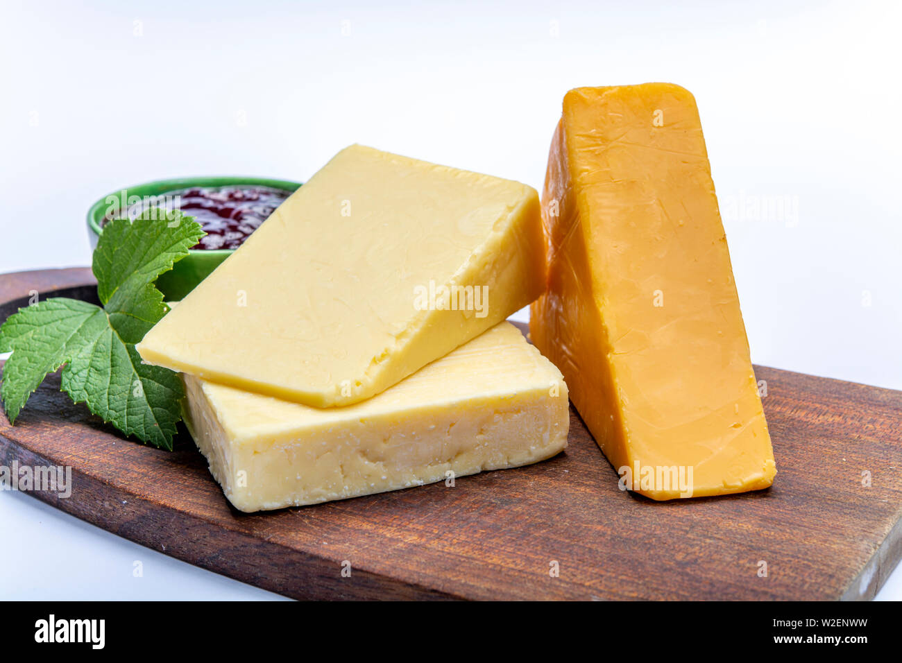 Cheddar cheese collection, variety of Cheddar cheese made from cow milk ...
