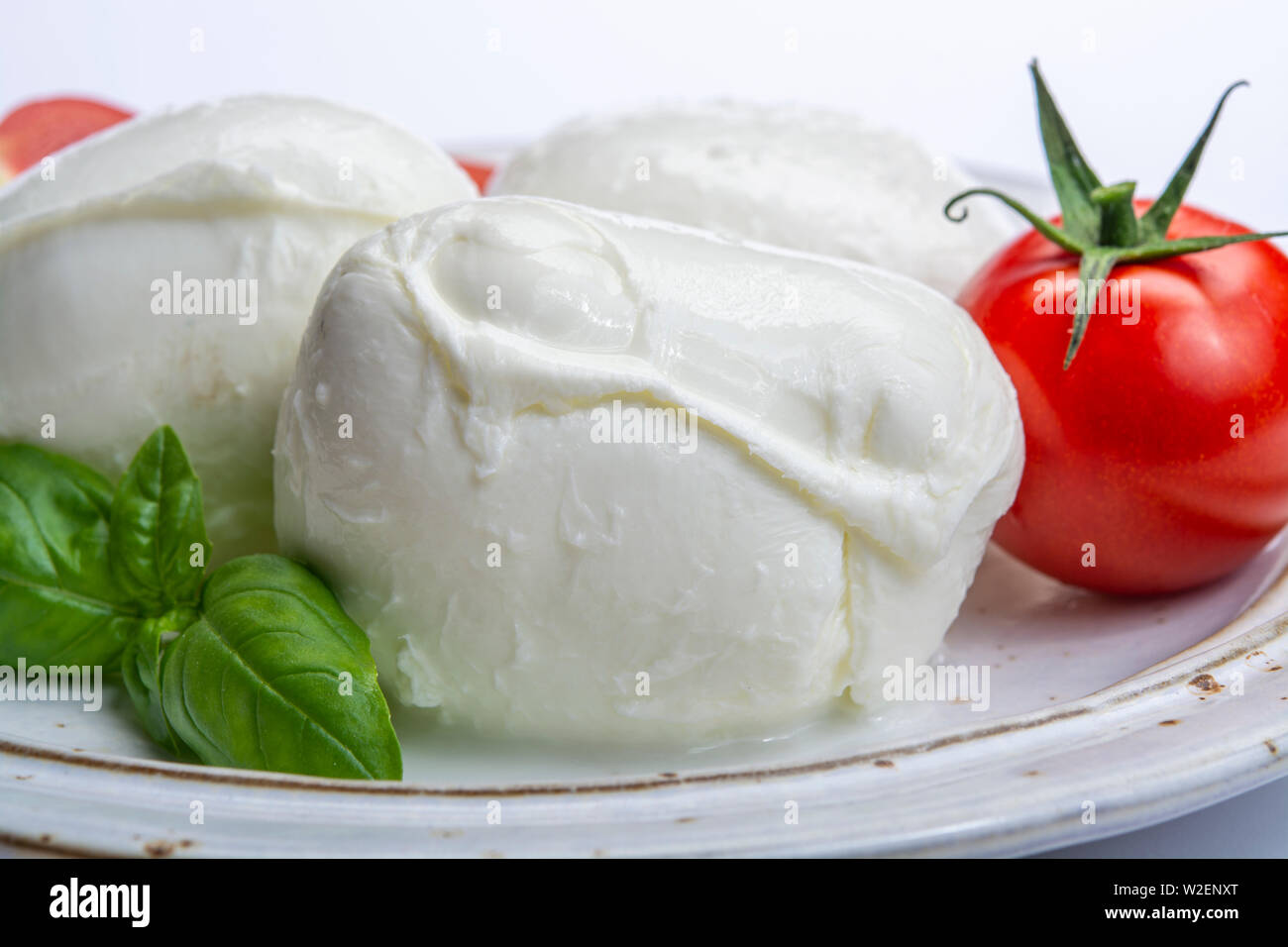 Italian soft cheese mozzarella, white cheese made from cow or buffalo ...