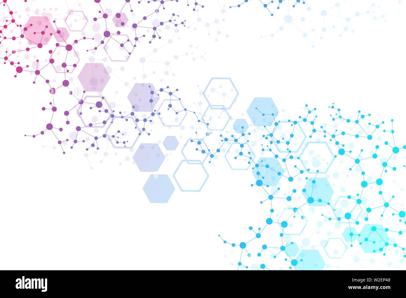 Science network pattern, connecting lines and dots. Technology hexagons ...