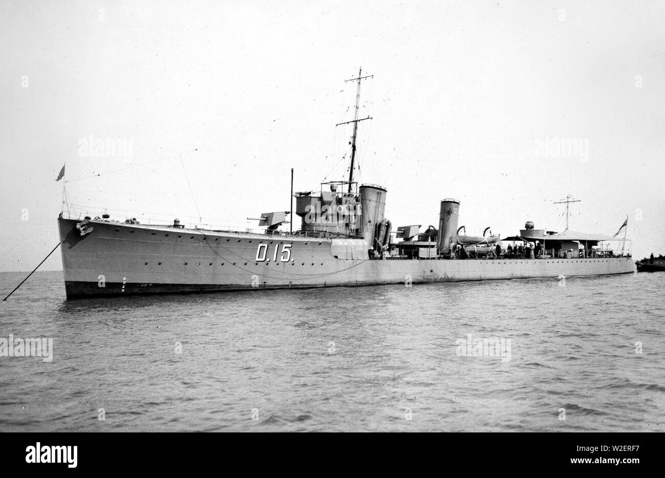 Destroyer D15 is anchored in the sea ca. 1930 Den Helder Netherlands ...