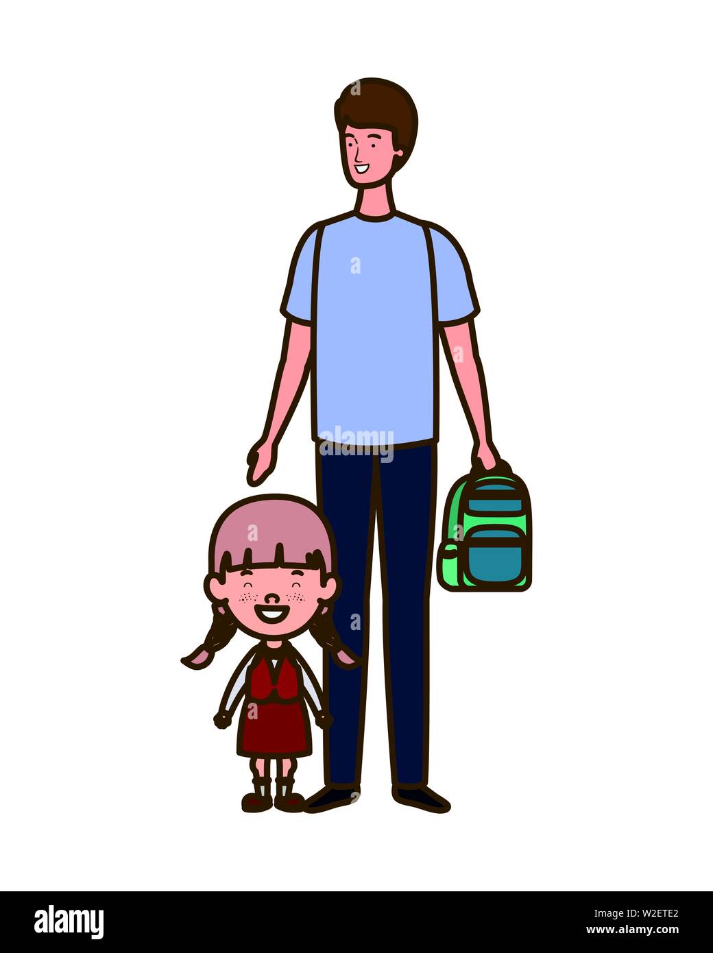 father with daughter of back to school Stock Vector Image & Art - Alamy