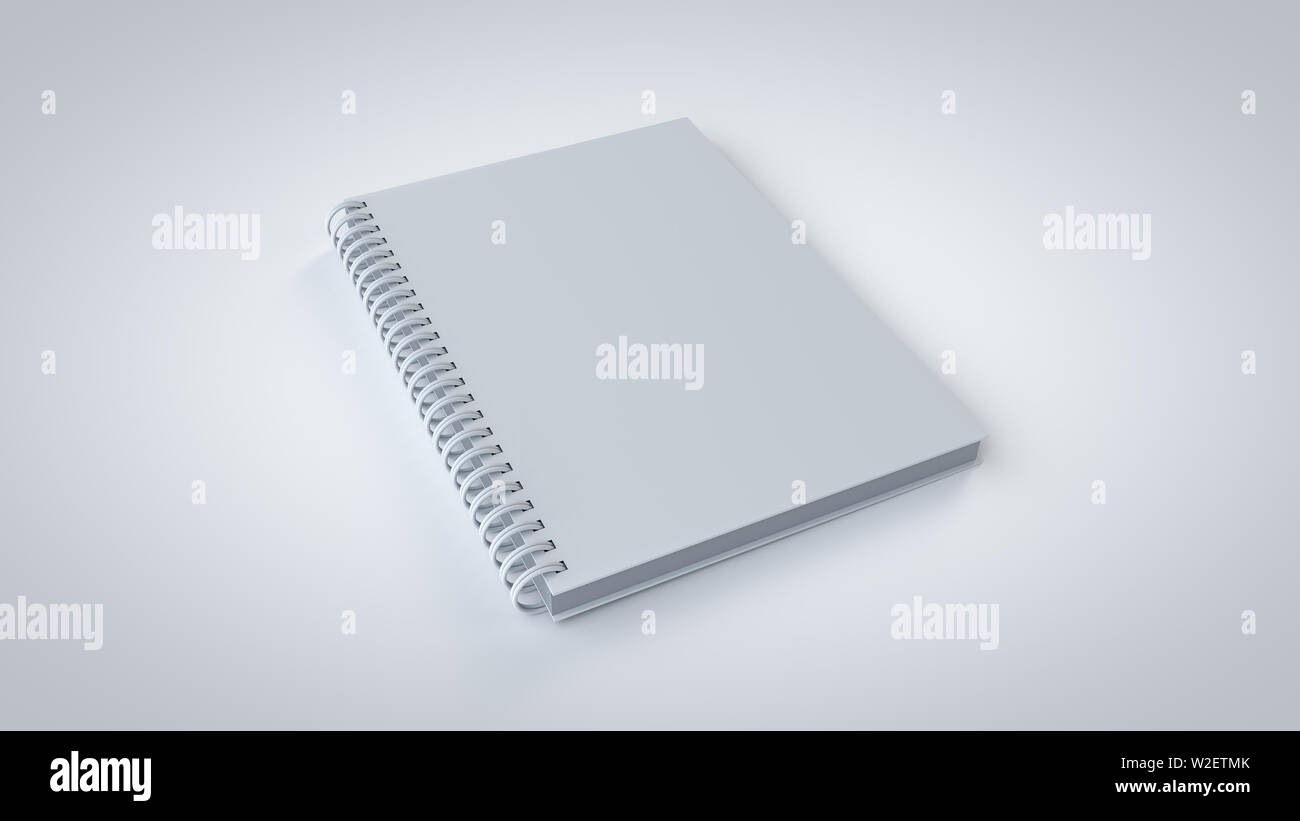 Spiral notebook, realistic 3D rendered, on white background with soft ...