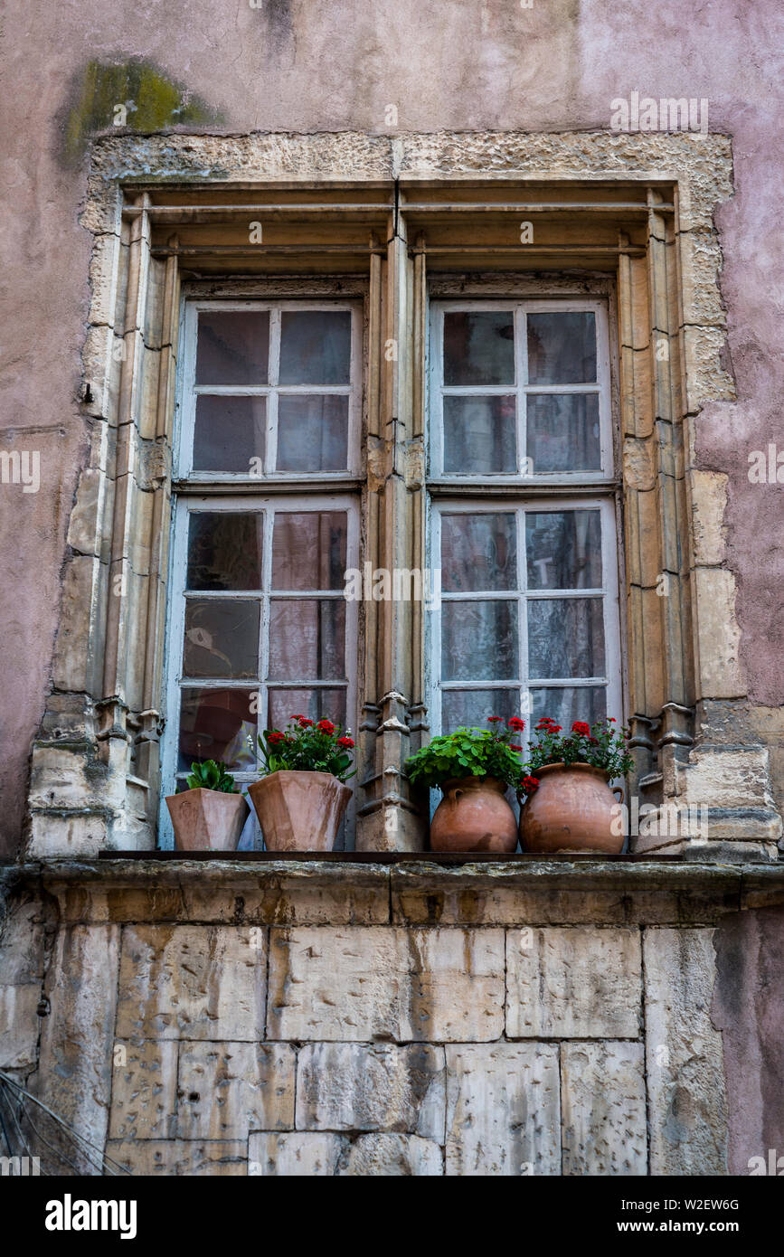 House detail in Vieux Lyon or Old Lyon, one of Europe’s most extensive ...
