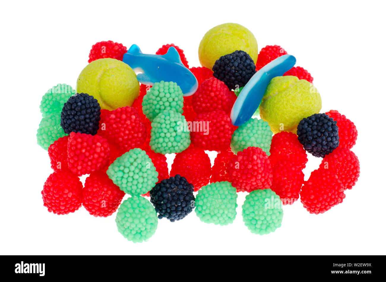 Sweet chewy color candies isolated on white background Stock Photo - Alamy