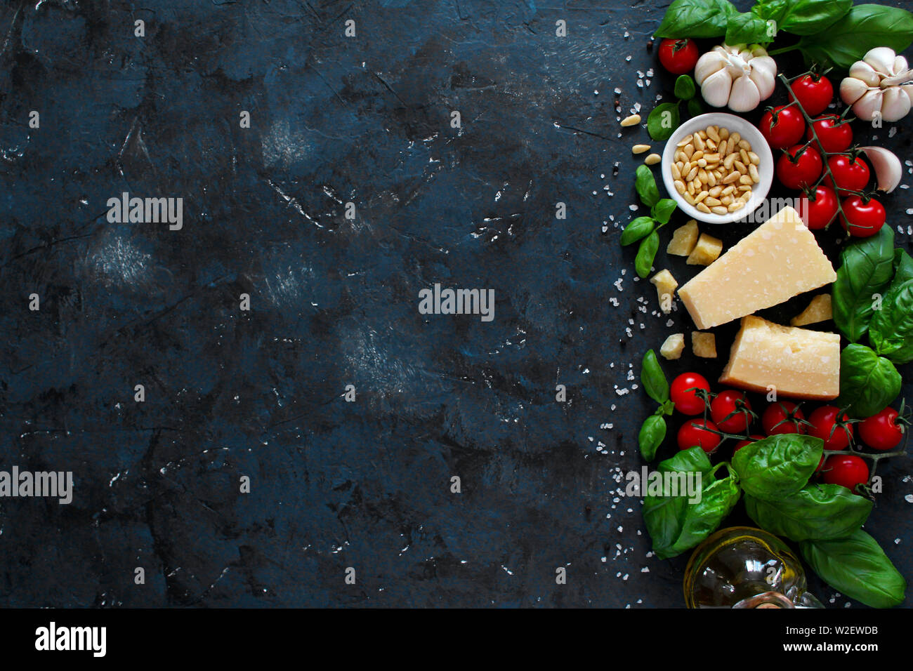 Food background with traditional ingredients for mediterranean cuisine ...