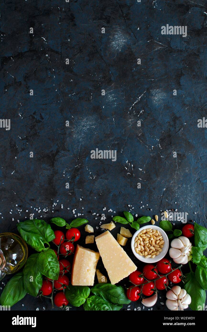 Food background with traditional ingredients for mediterranean cuisine ...