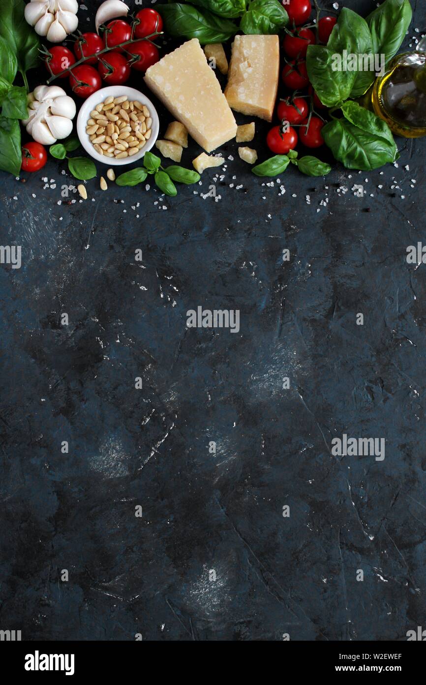 Food background with traditional ingredients for mediterranean cuisine ...