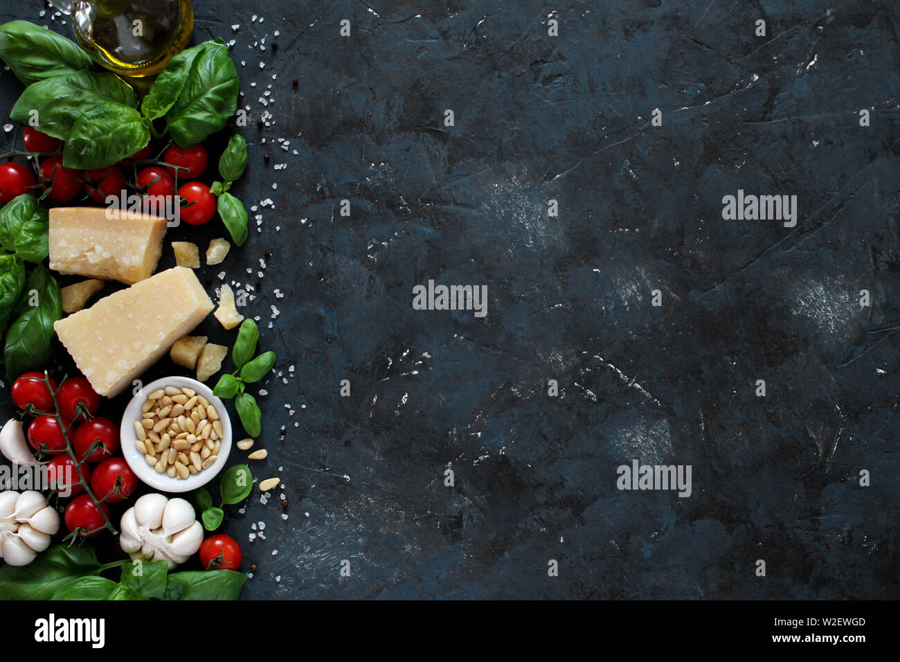 Food background with traditional ingredients for mediterranean cuisine ...