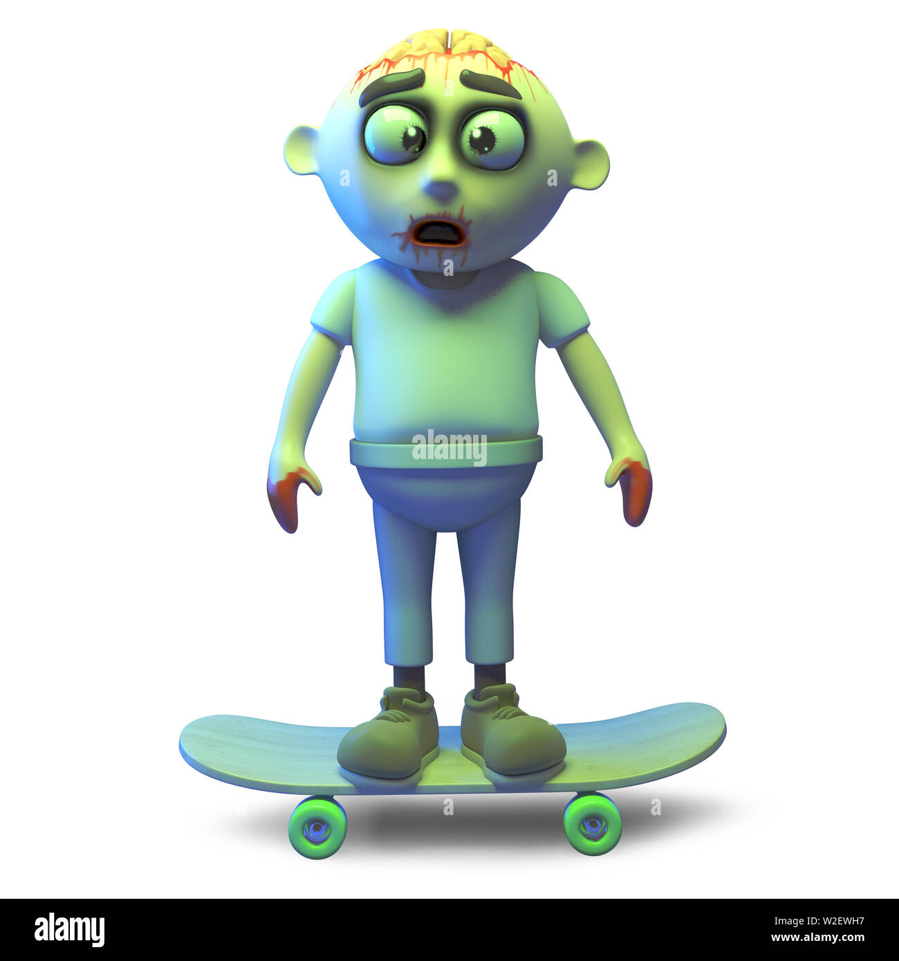Cool undead zombie monster riding on a skateboard, 3d illustration ...