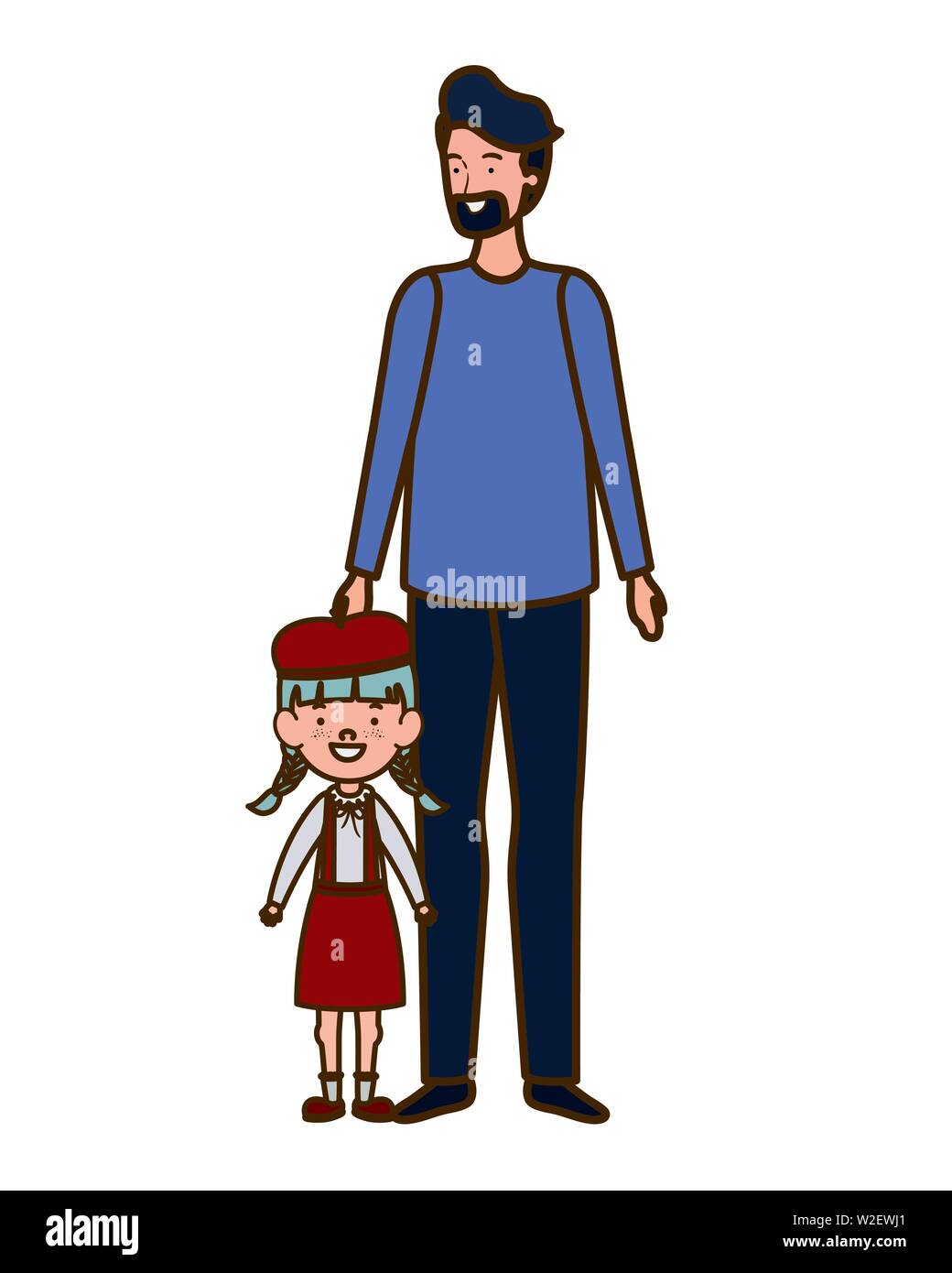 father with daughter of back to school Stock Vector Image & Art - Alamy