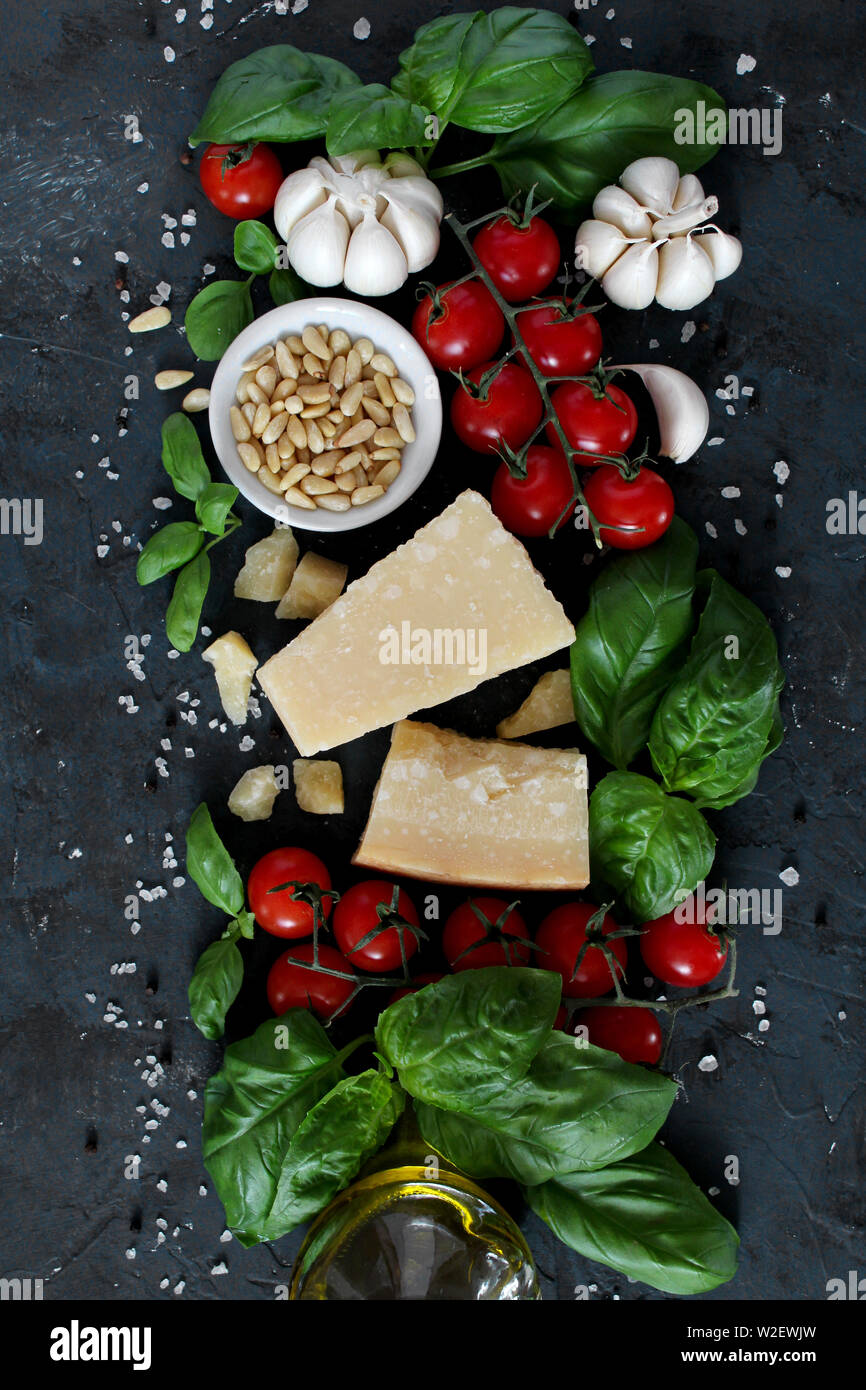 Food background with traditional ingredients for mediterranean cuisine ...